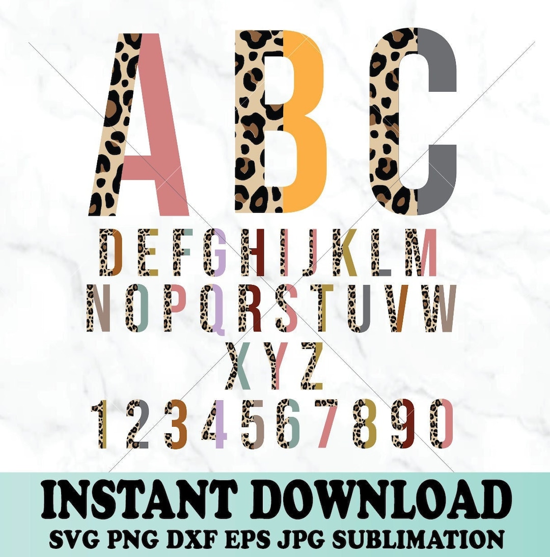 Leopard Print Alphabet & Numbers SVG Bundle: Animal Print (digital ...