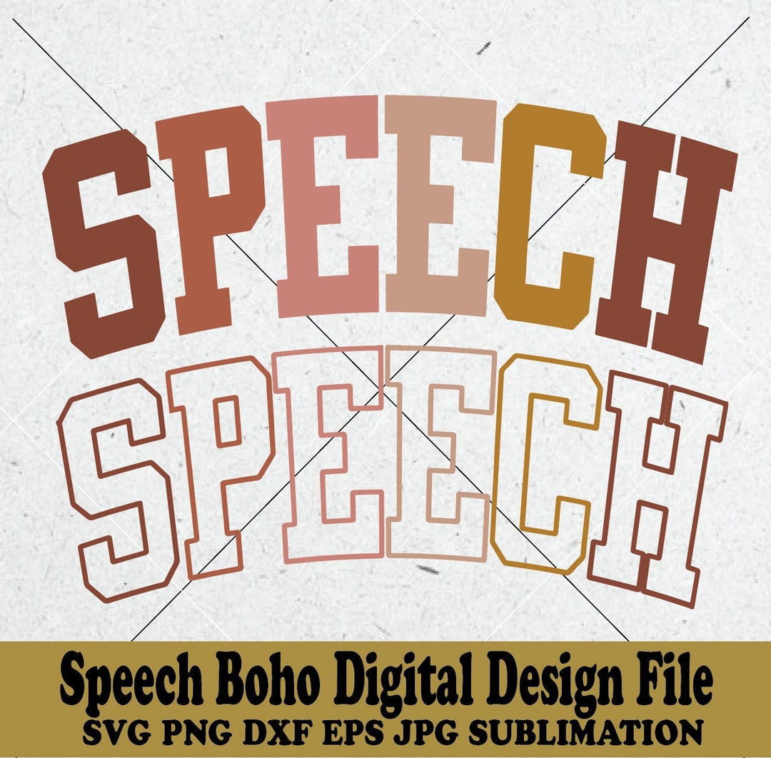 Speech Boho Varsity Letters Color Design File - Fall Printable Png Cut ...