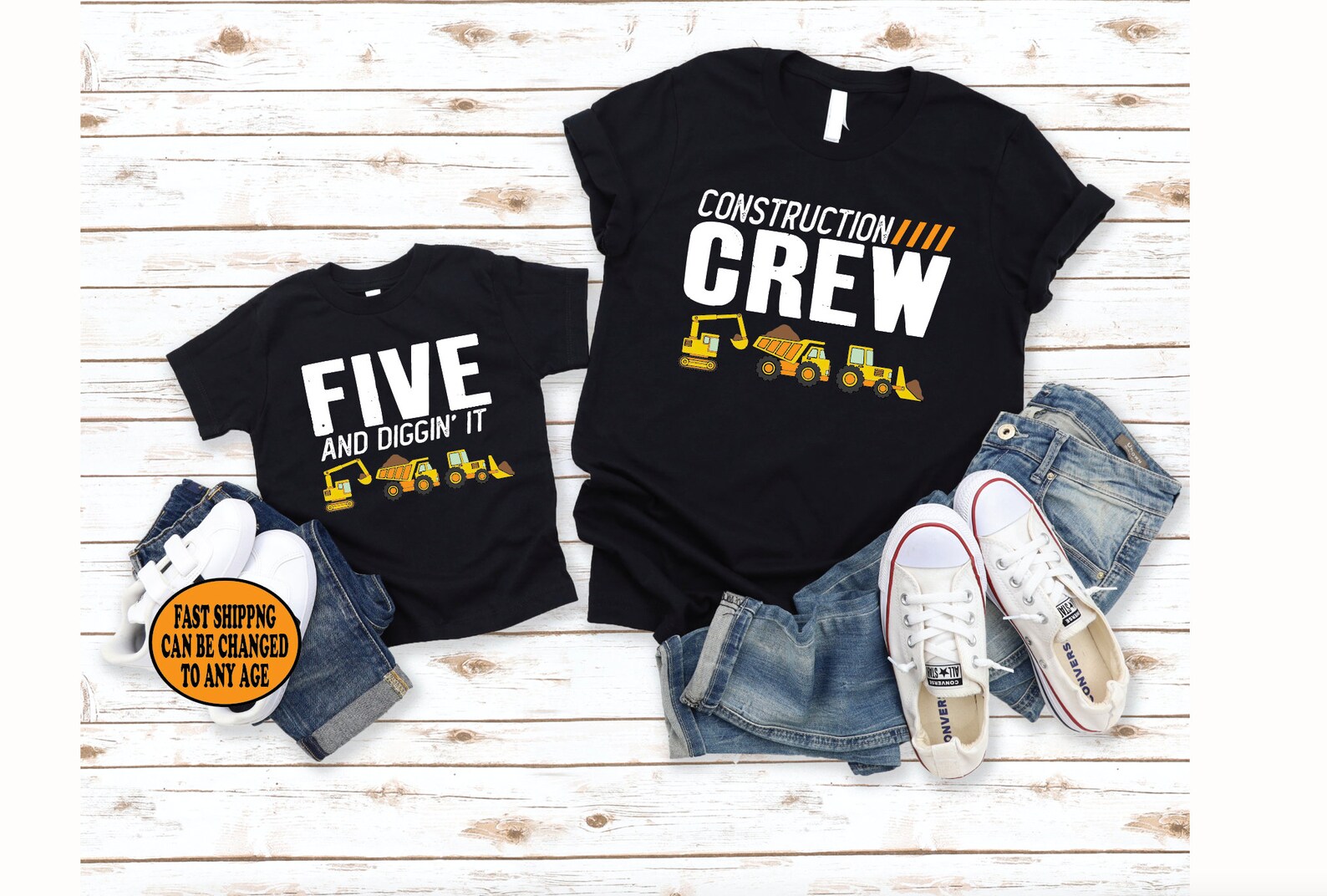 Construction Crew Shirt, Two and Diggin' It, Custom Age Birthday Boy ...