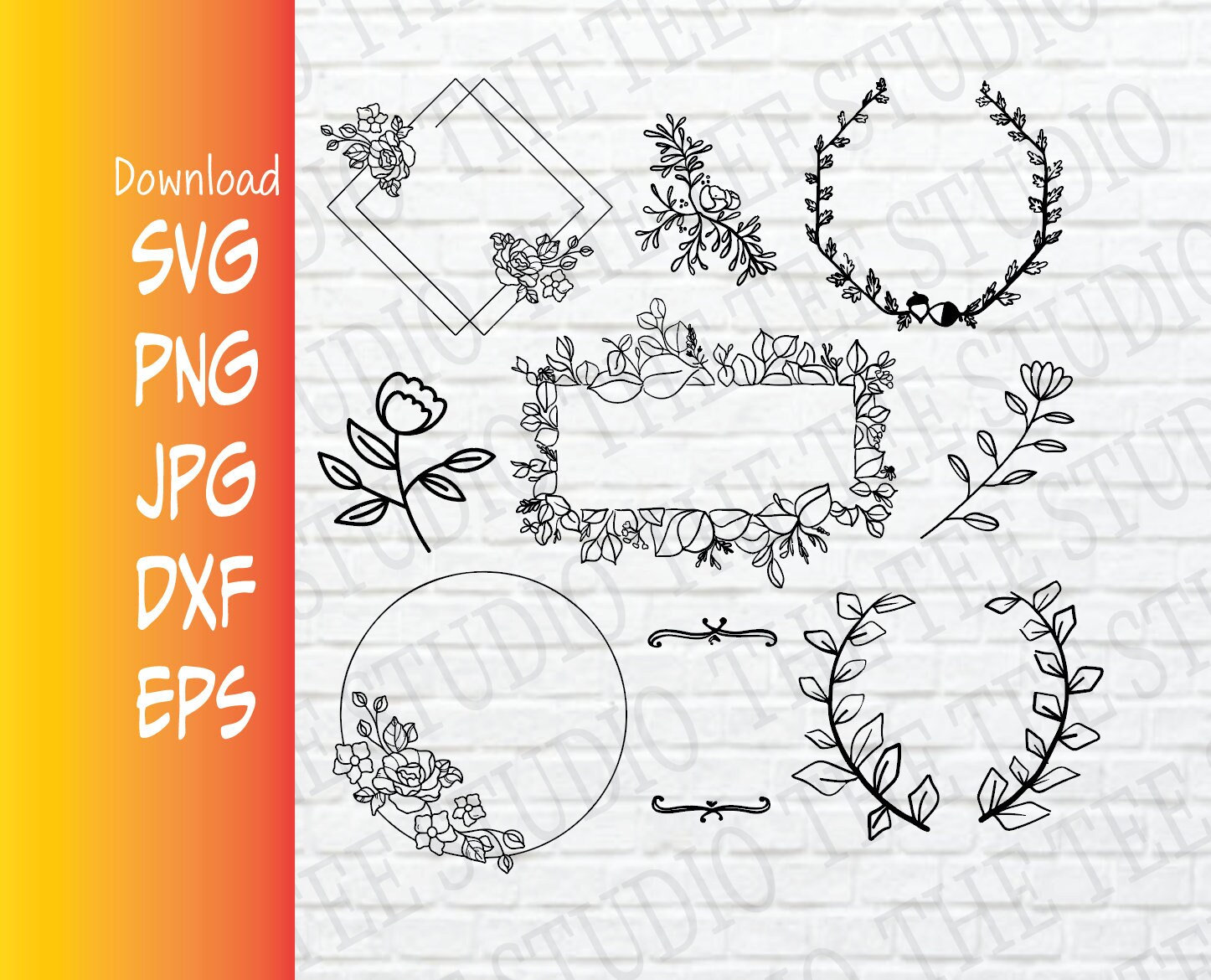 Floral Border SVG Bundle: Flower Frame, Monogram (digital Download) - Etsy