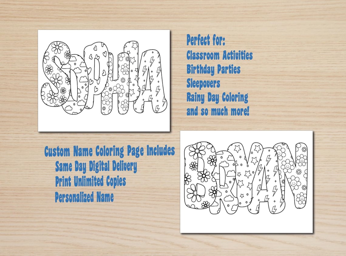 Personalized Name Coloring Page: Fun Patterns (digital Download) - Etsy