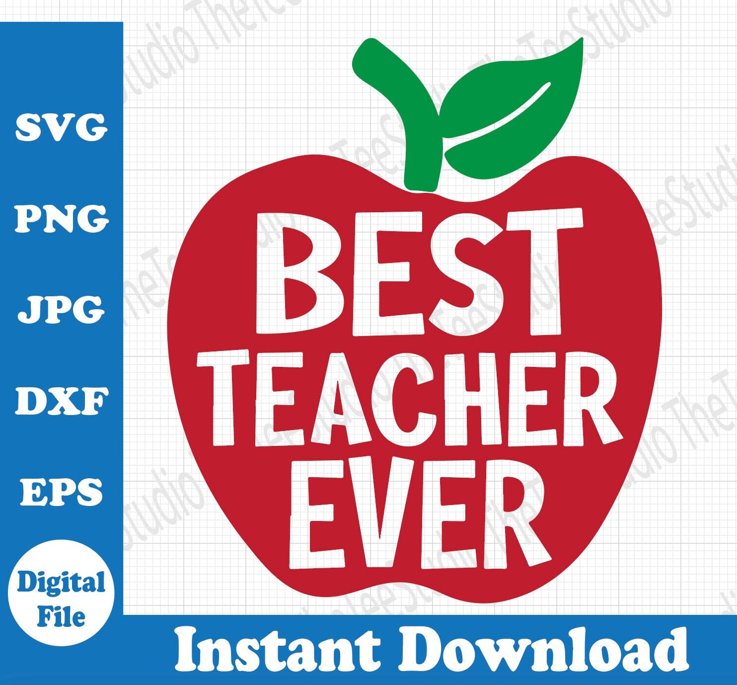 Best Teacher Ever Apple SVG Design File Printable Png Cut - Etsy