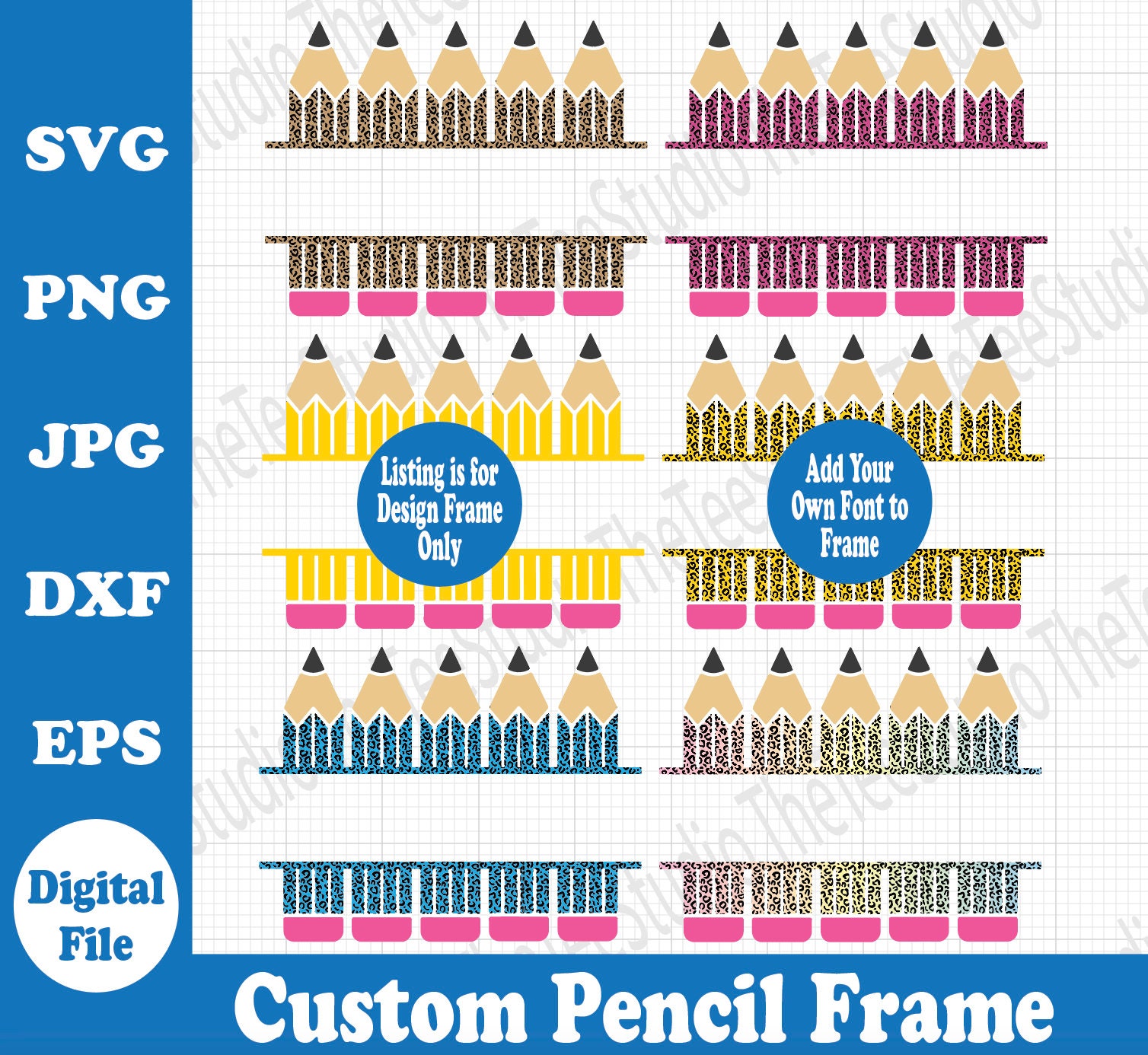 Pencil Animal Print Custom Teacher Name Frame Monogram Layered - Etsy