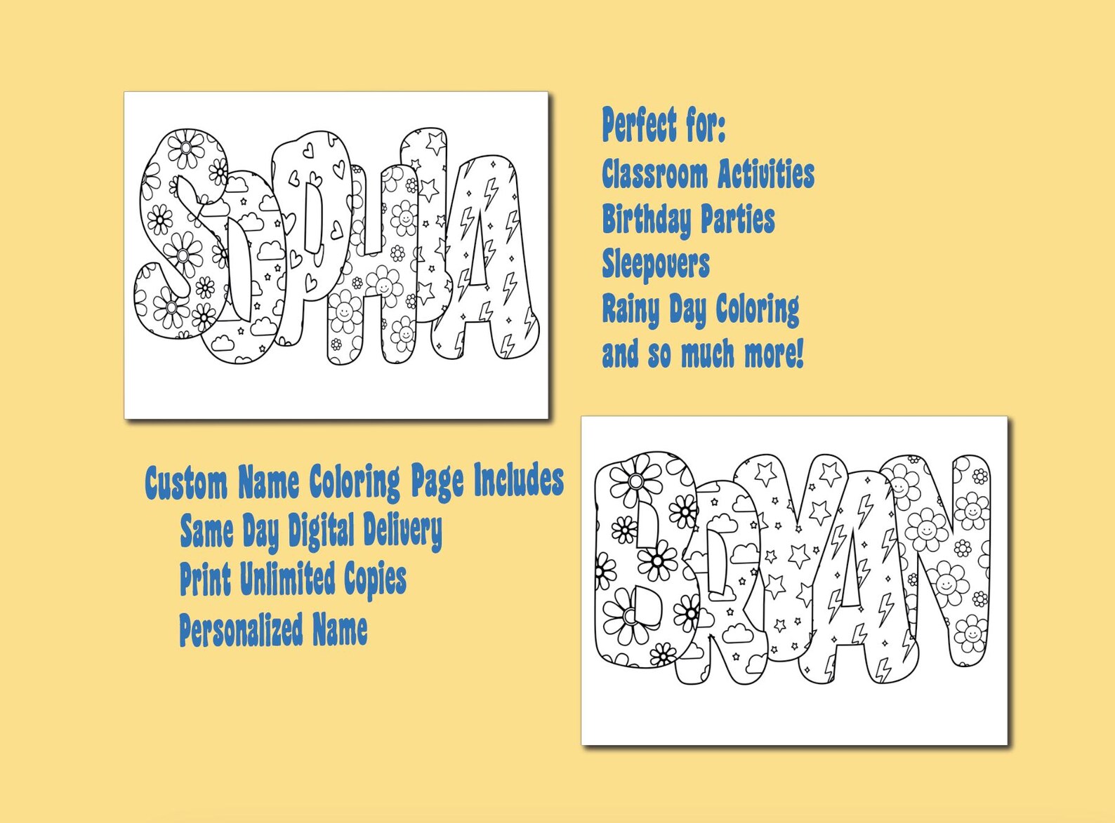Personalized Flower Daisy Name Coloring Page: Custom Kids Activity ...