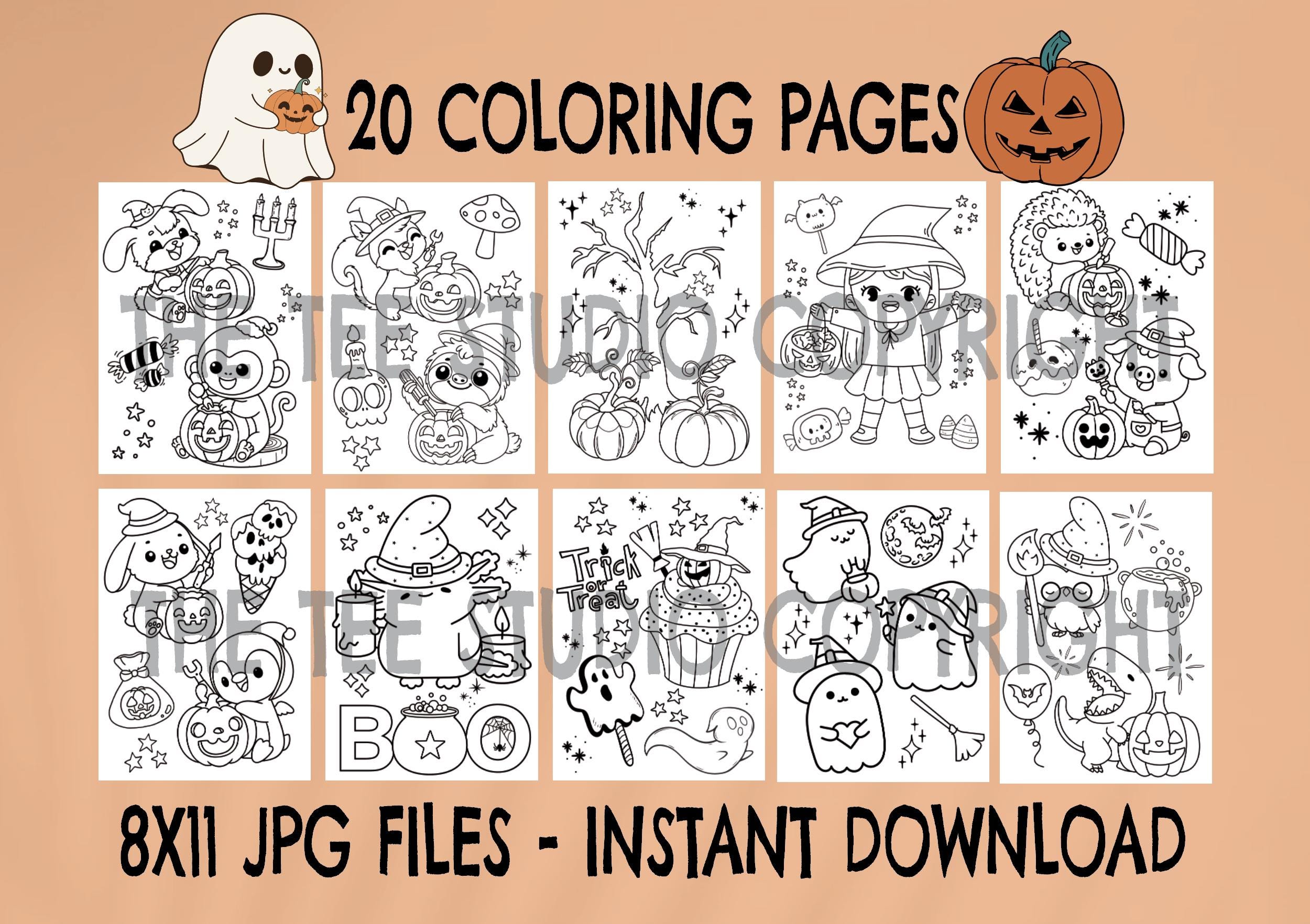 Cute Halloween Coloring Pages for Kids: Animals, Costumes, Pumpkins ...