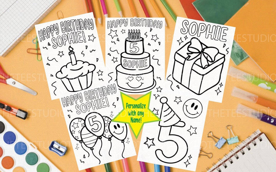Personalized Birthday Coloring Pages: Kids Party Activity (digital ...