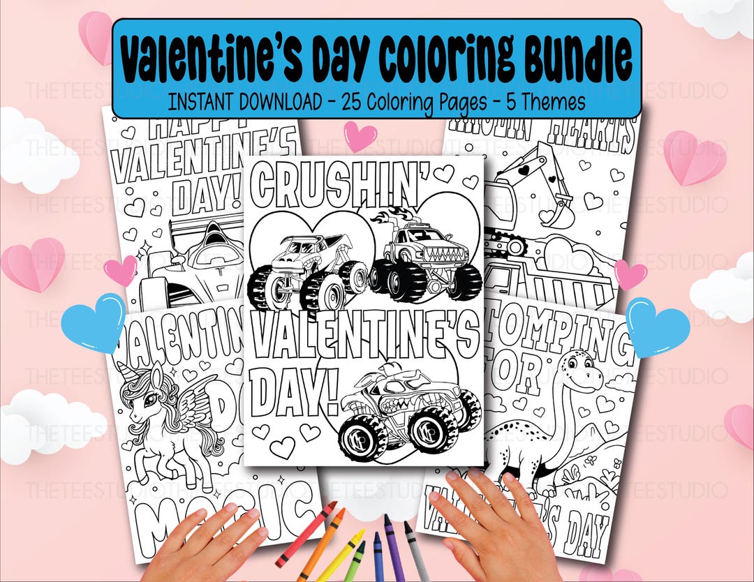 Valentine's Day Coloring Pages Bundle: 25 Printable Activities ...