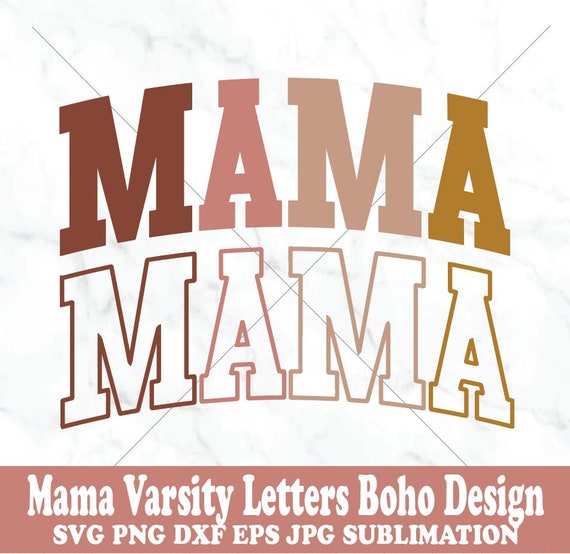 Mama Boho Varsity Letters Color Design File Printable Png - Etsy