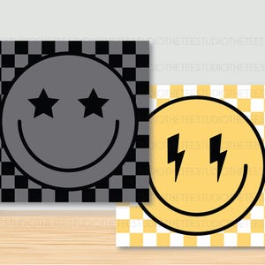 Checker Happy Face PNG Bundle: Retro Classroom Decor (digital Download ...