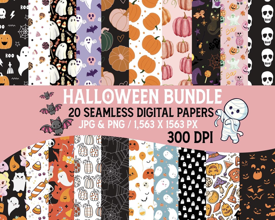 Halloween Digital Papers, Halloween Patterns Background Wall Paper ...