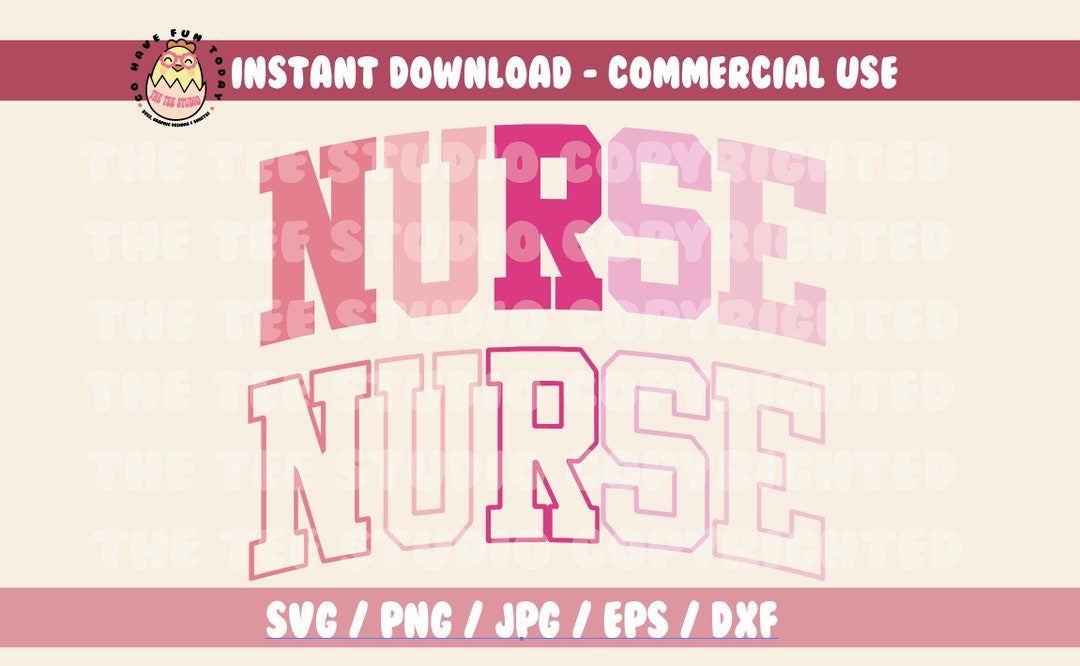 Nurse Pink Varsity Letters Color Design File - Nursing Printable Png ...