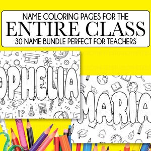 Custom Name Coloring Pages: Back to School Teacher Bundle (PDF Digital ...