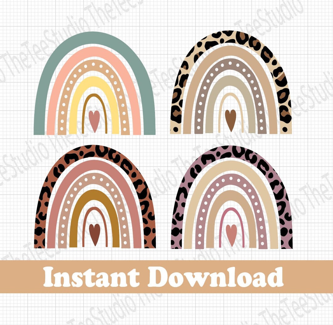 Boho Rainbow Animal Print SVG Bundle: Cut Files, Sublimation PNG ...