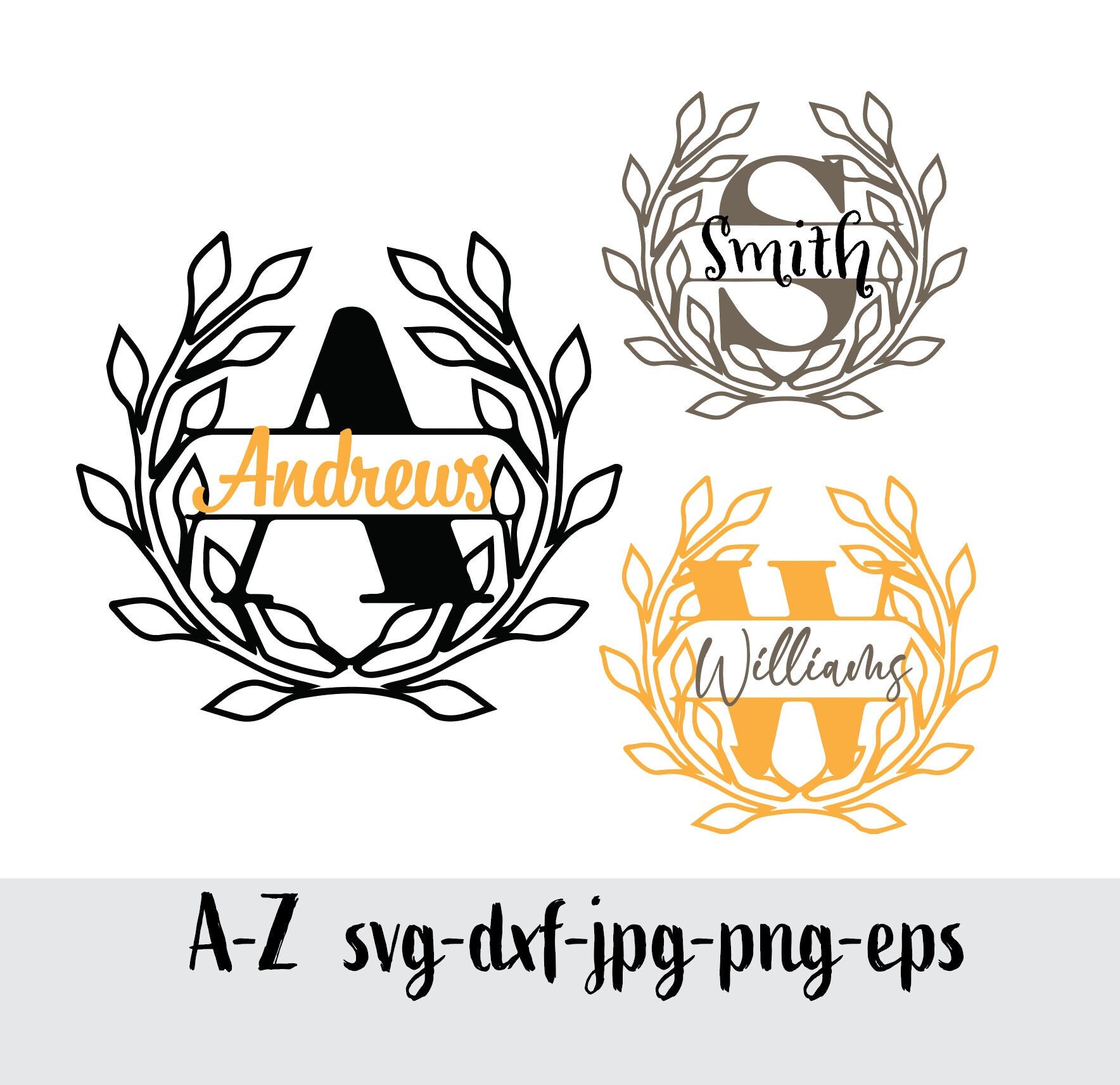 Split Monogram A-Z 26 Svg Dxf Eps Jpg and Png Files Split - Etsy