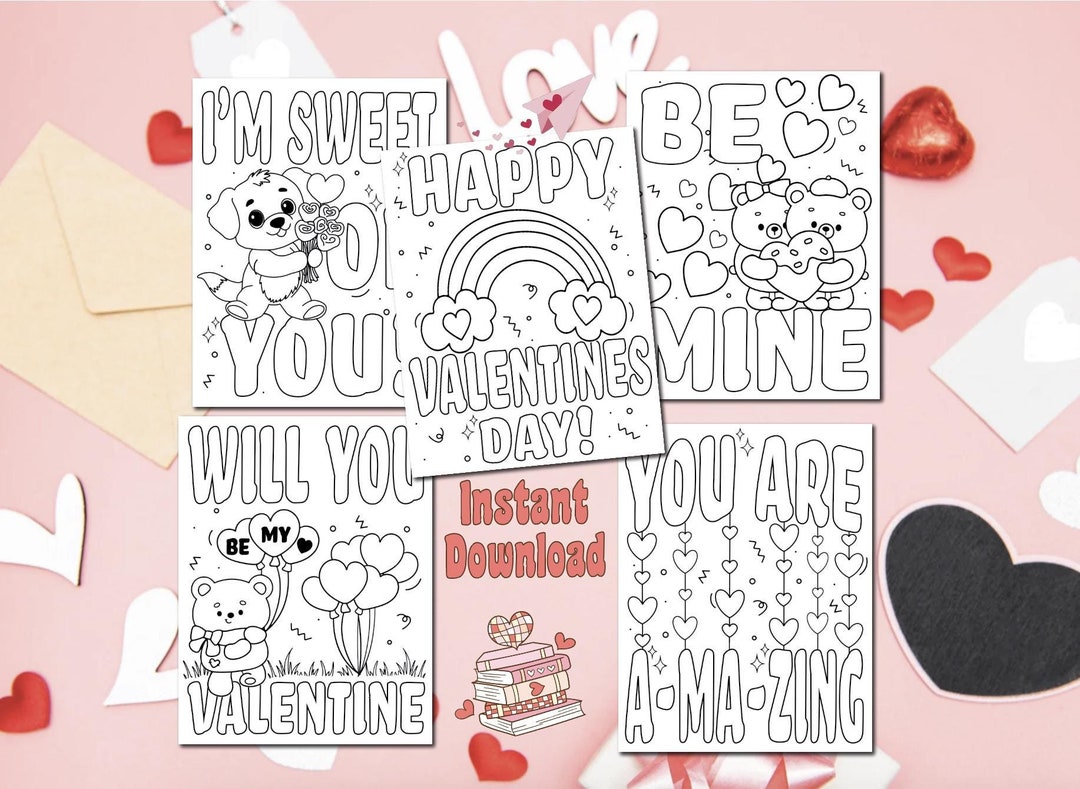 Valentines Day Coloring Pages Instant Download, Ready to Print ...
