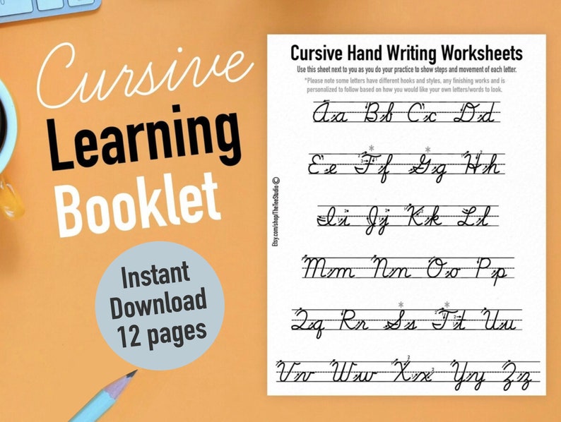 Cursive Handwriting Practice Worksheets: Letters & Words (PDF Download ...