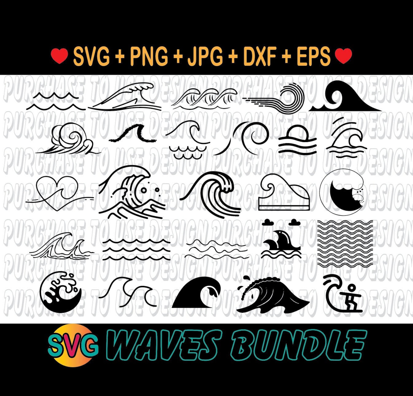 Wave Svg Bundle Waves Svg Waves Silhouette Wave Vector - Etsy