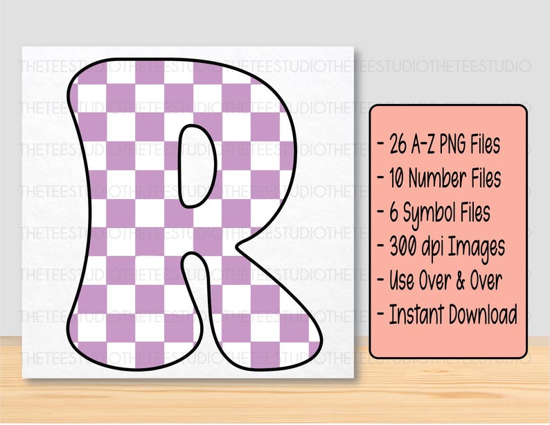 Retro Checkered Alphabet & Numbers: 6-color Printable PNG (digital ...