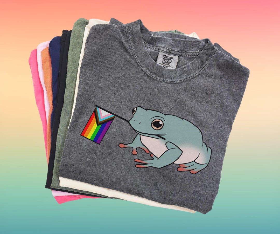 Cute Gay Frog Shirt – Pride LGBT Tee With Trans & Rainbow Flag - Etsy