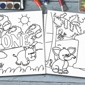 Jungle Customizable Birthday Coloring Pages for Kids Personalized Kid ...