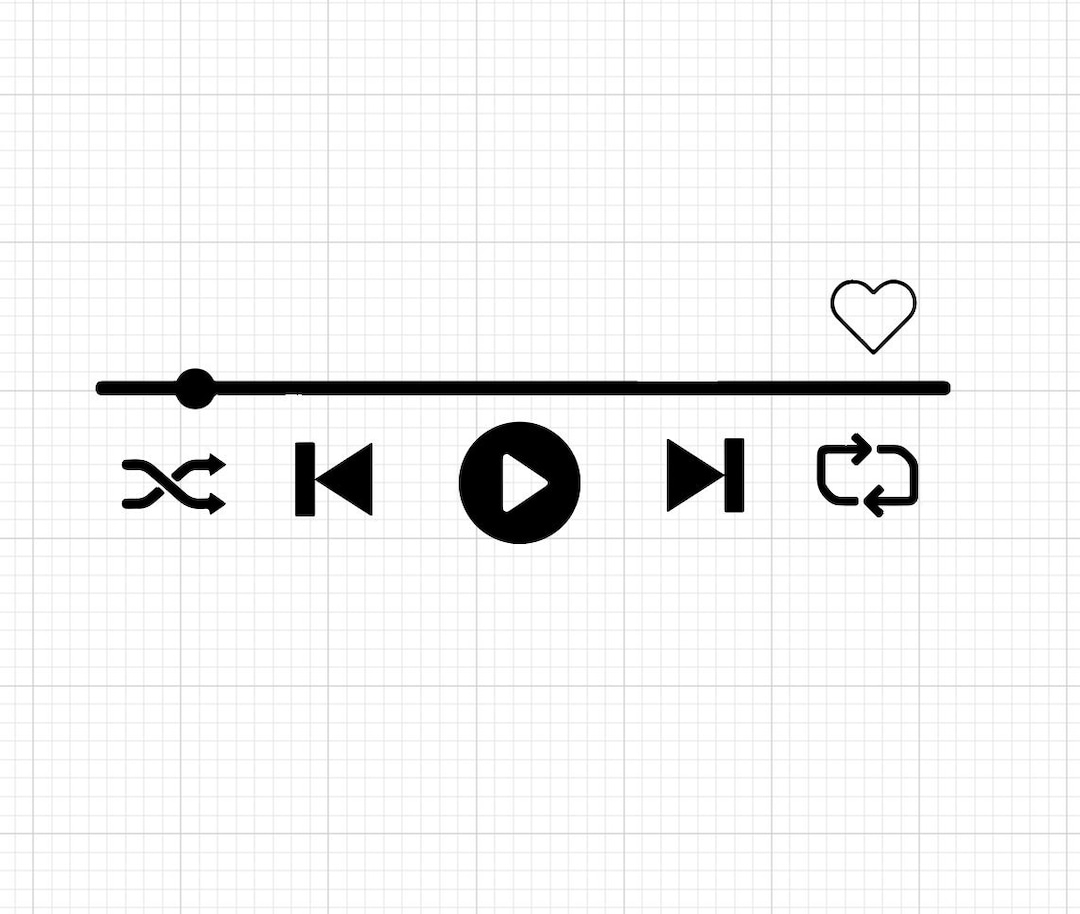Music Player SVG: Play, Stop, Heart Outlines (digital Download) - Etsy