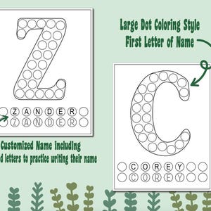 Custom Name Dot Marker Coloring Page: Personalized Initial (digital ...