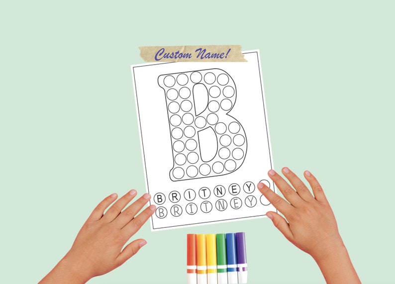 Custom Name Dot Marker Coloring Page: Personalized Initial (digital ...