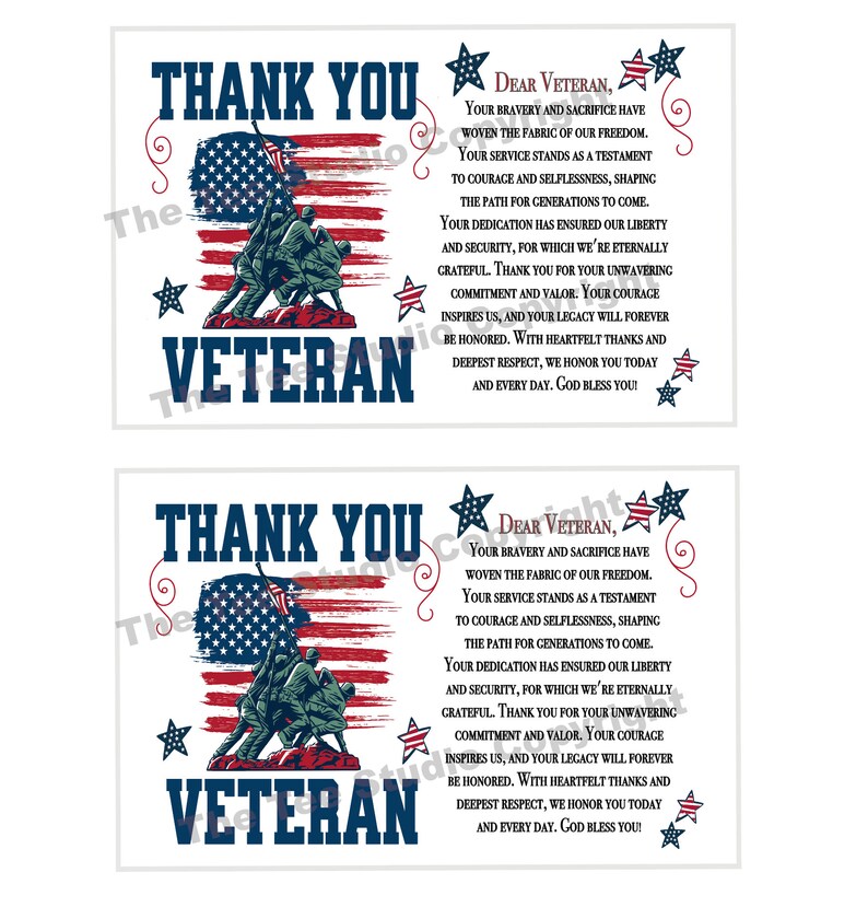 Thank You Veteran Card: Patriotic Soldier Design (PNG Digital Download ...