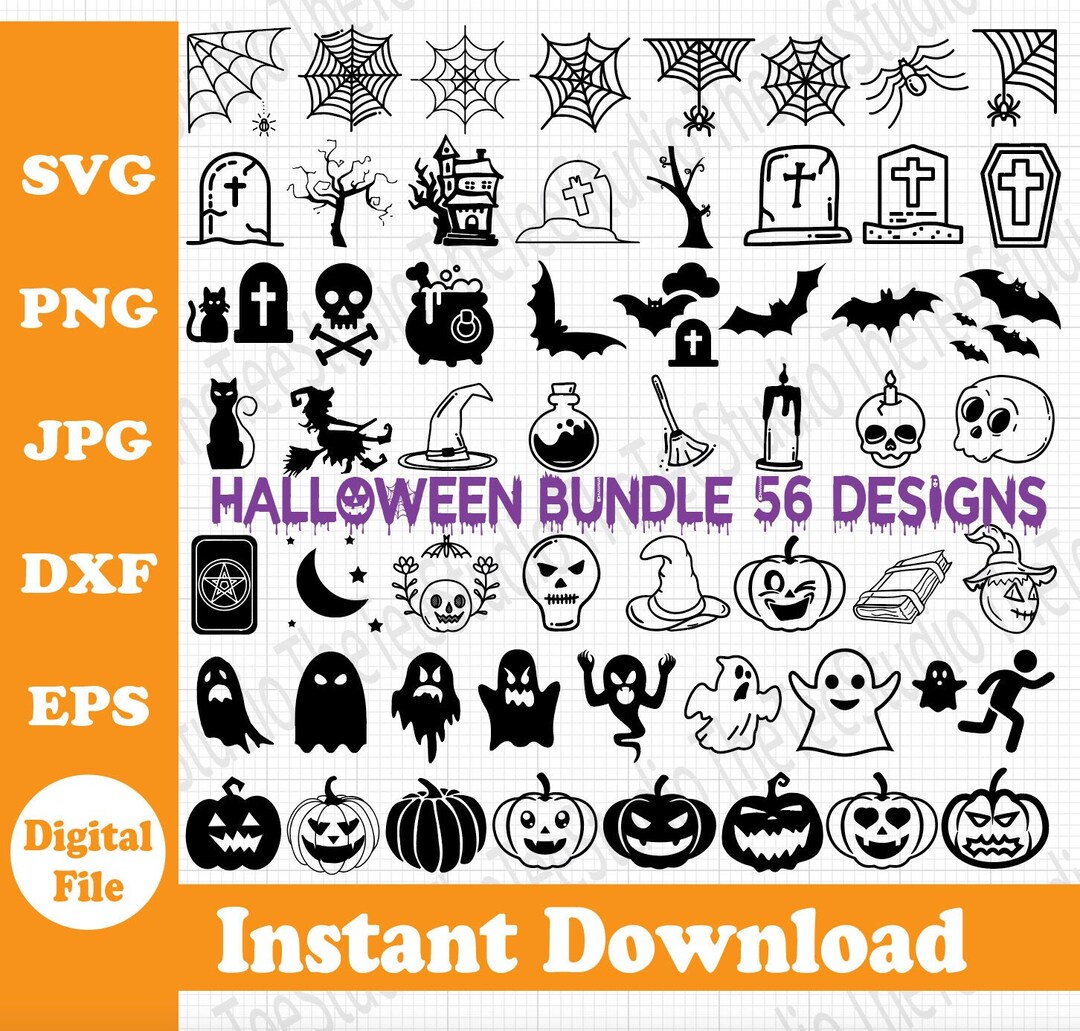 Halloween SVG Cut Files Bundle: Spooky Clipart, Witch, Ghost, Pumpkin ...