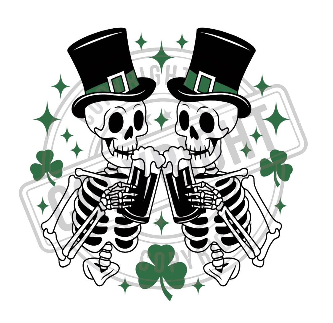 St. Patrick's Day Drinking Skeletons PNG: Shamrock Party (digital ...