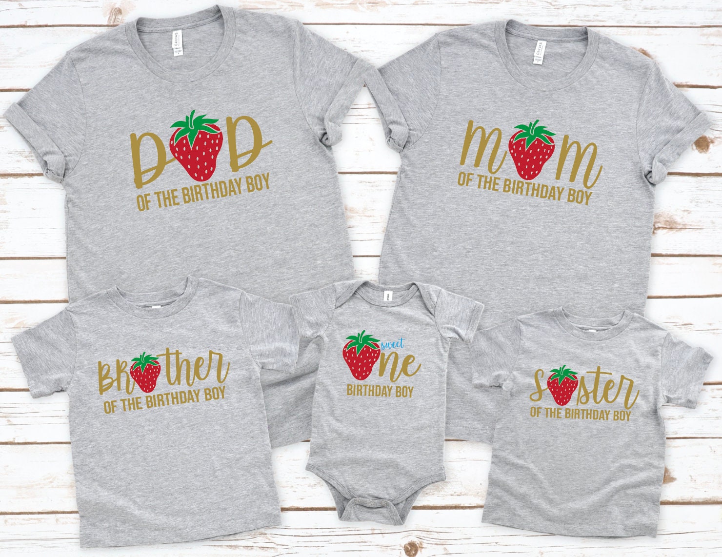Strawberry Family 1st Birthday Mom Dad Sweet One Birthday Girl - Etsy