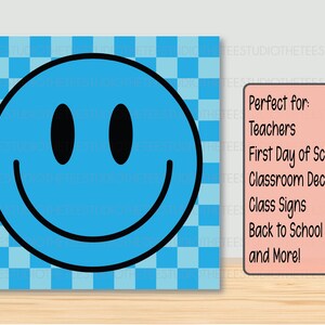 Checker Happy Face PNG Bundle: Retro Classroom Decor (digital Download ...