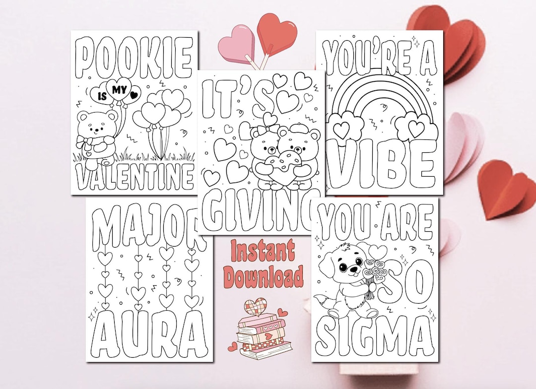 Valentines Day Coloring Pages Cool Gen Z Gen Alpha Instant Download ...
