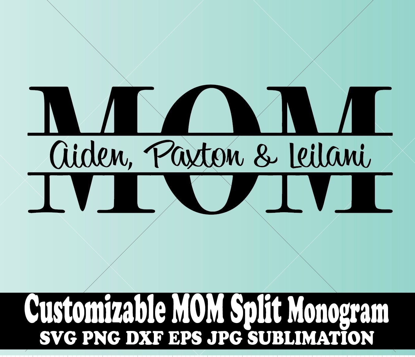 Customizable Monogram Mom SVG Split Wording Monogram - Etsy