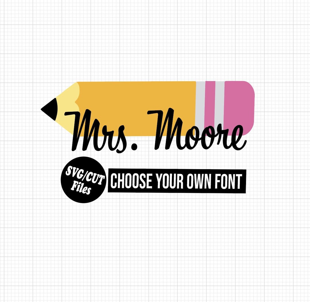 Teacher Name Pencil Monogram SVG Cut Files (digital Download) - Etsy