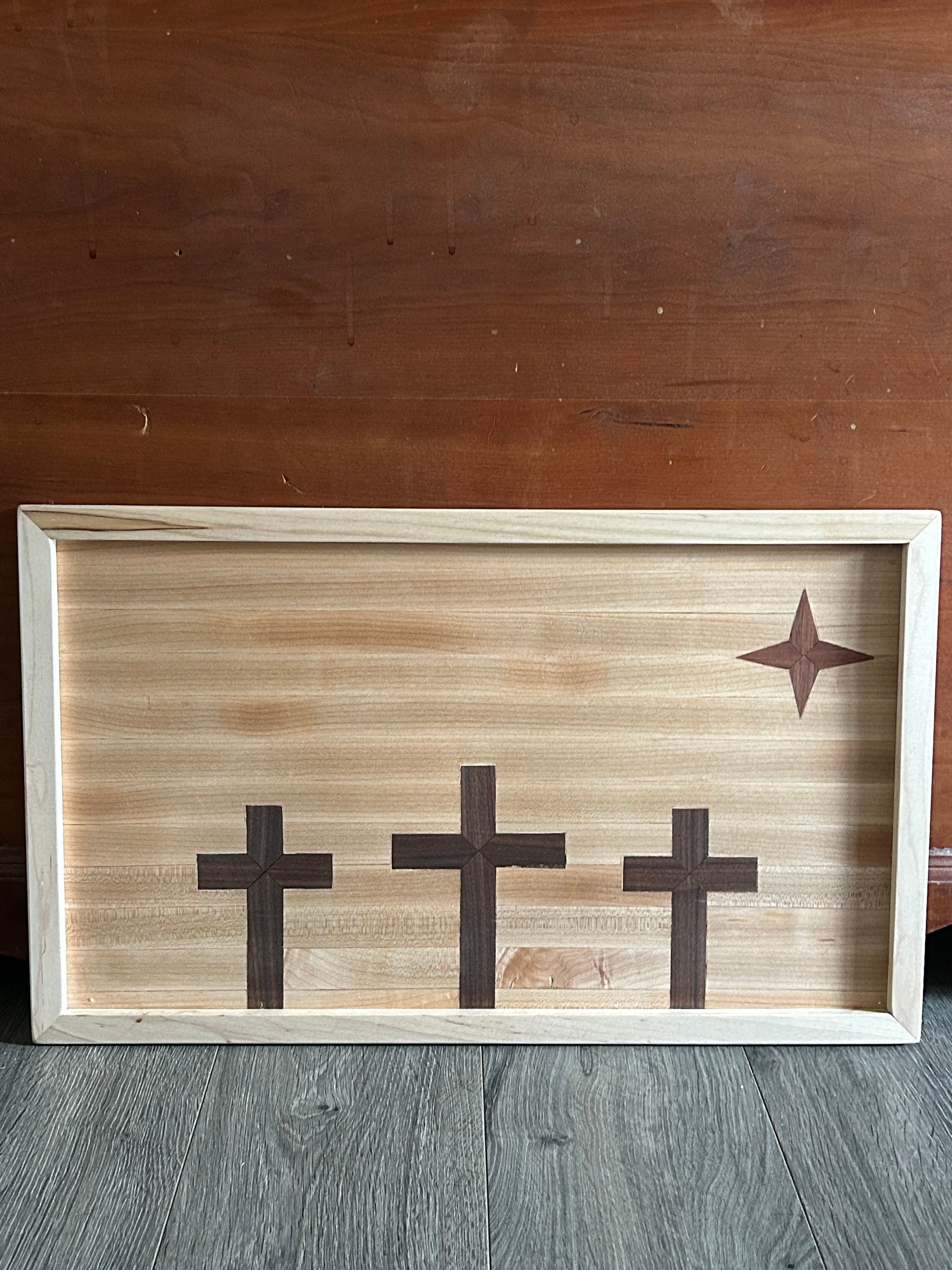 Cross Wall Art Decor Crosses of Calvery North Star Solid Wood Cross - Etsy