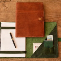 Left Handed Portfolio Personalized Leather Left Handed Notepad Folder ...