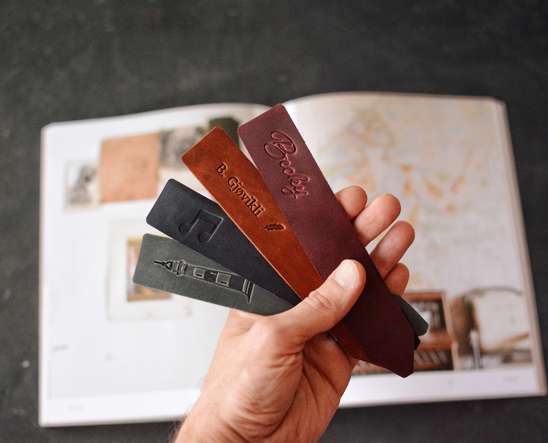 Personalized Leather Bookmark, Embossed Bookmark, Custom Unique ...