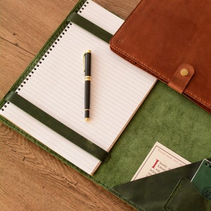 Left Handed Portfolio Personalized Leather Left Handed Notepad Folder ...
