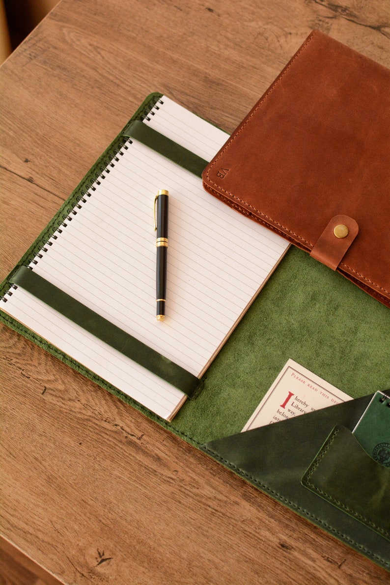 Left Handed Portfolio Personalized Leather Left Handed Notepad Folder ...