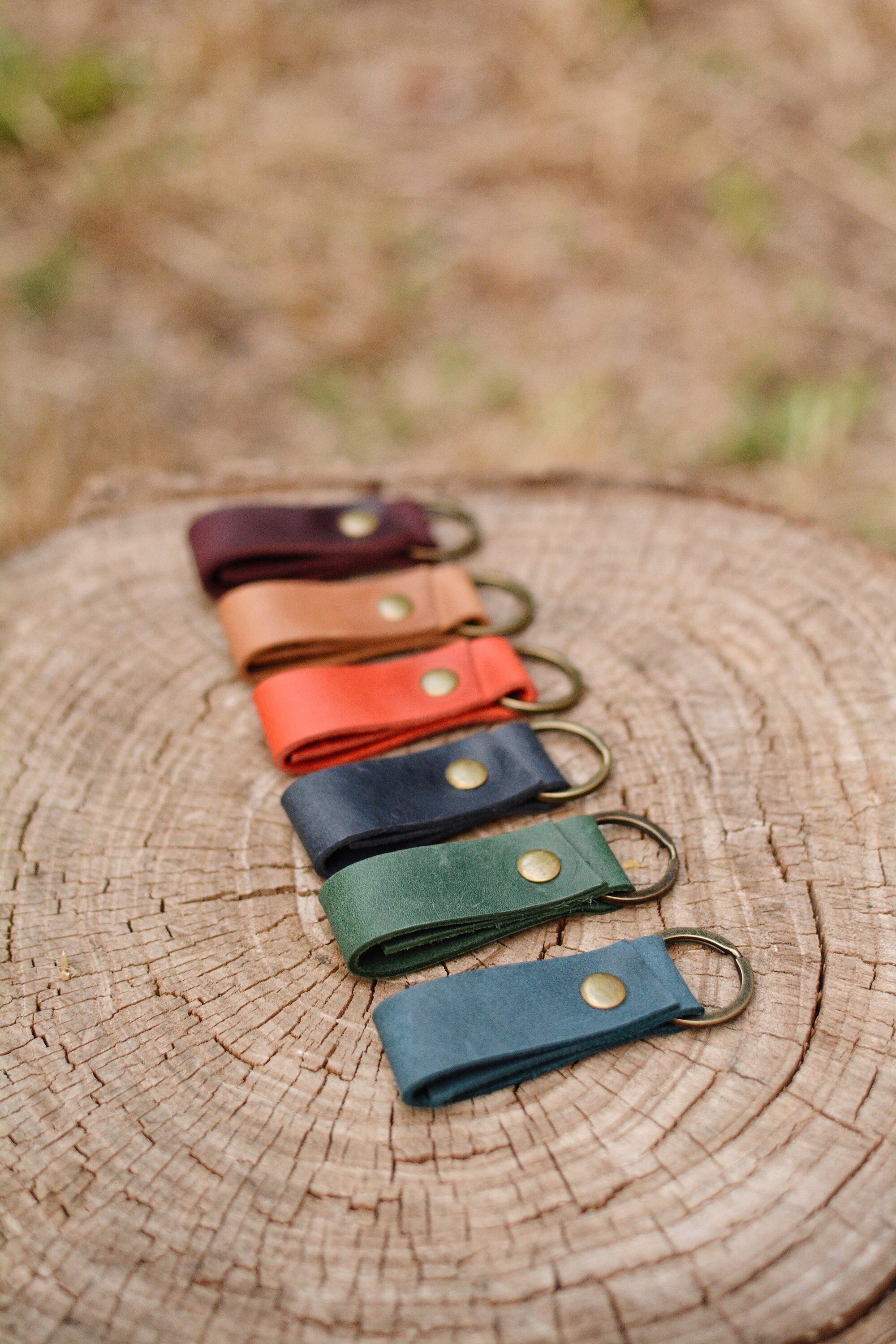 Leather Engraved Keychain Keyring Flap Personalized Holder Key Case ...