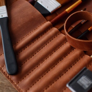 Leather Roll, Artist Roll, Leather Pencil Roll, Leather Pencil Case ...