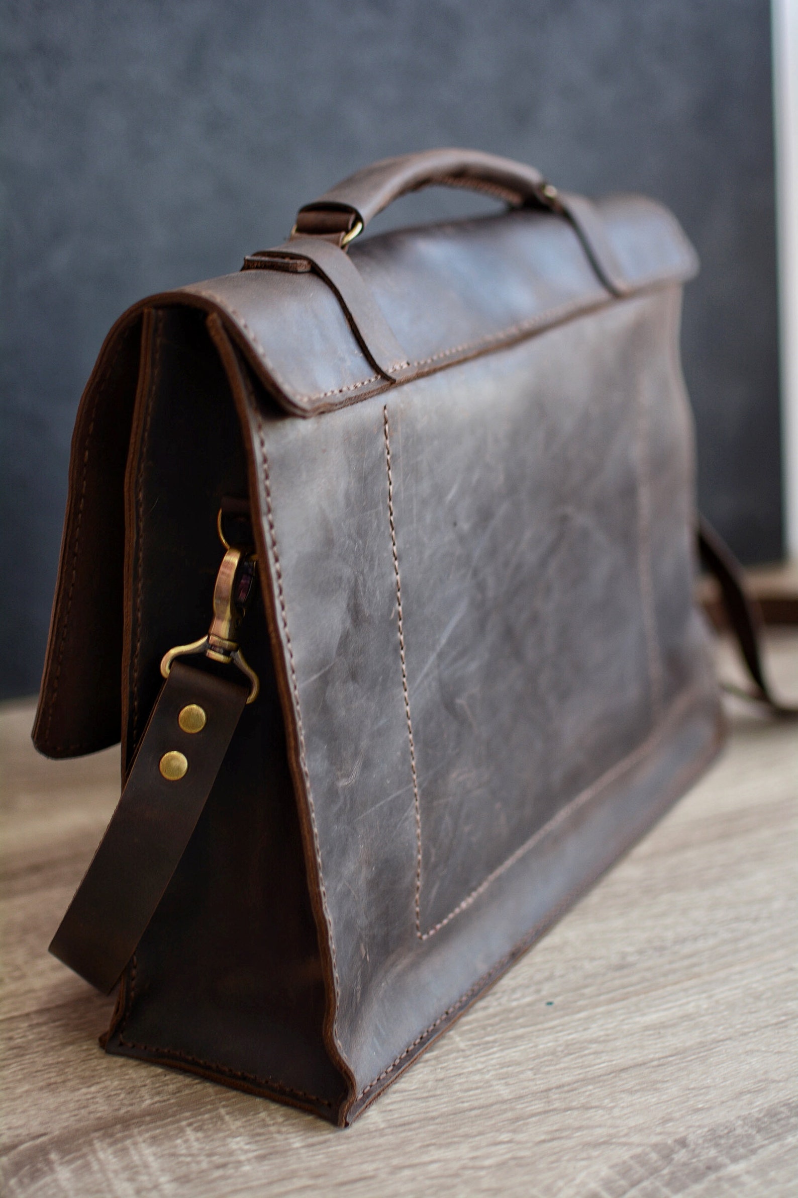 Leather Messenger Bag - Leather Briefcase - Handmade Leather Bag ...