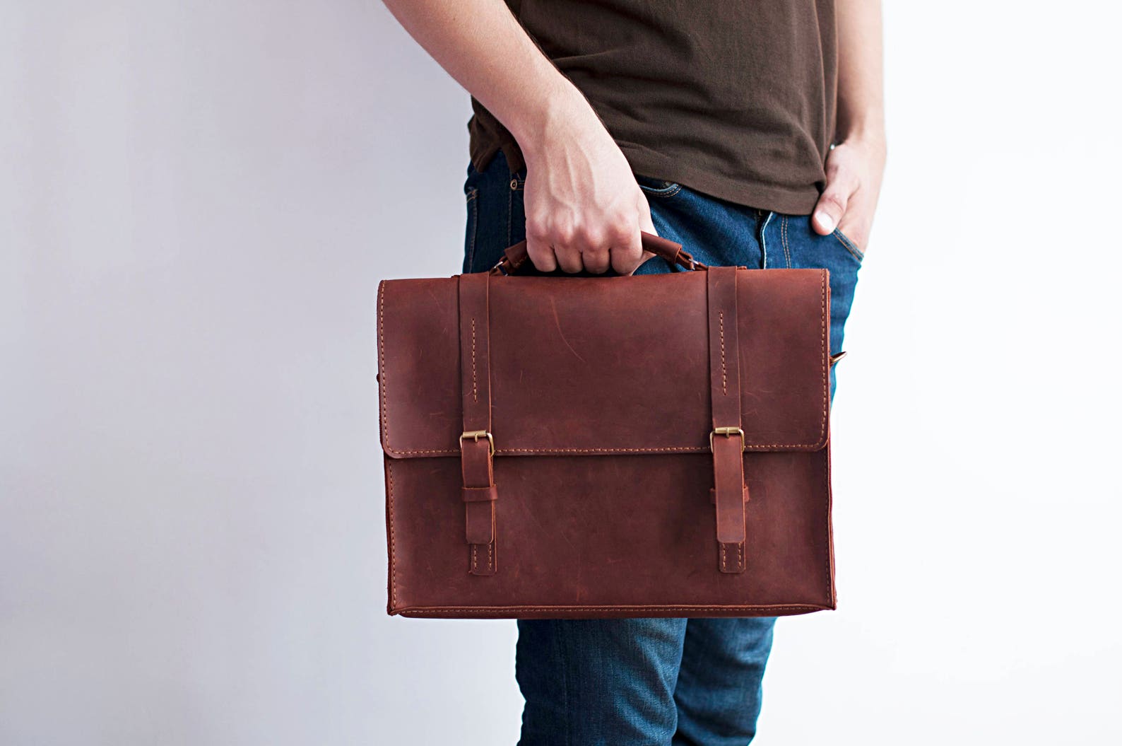 Leather Messenger Bag - Leather Briefcase - Handmade Leather Bag ...