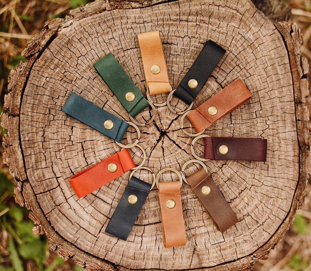 Leather Engraved Keychain Keyring Flap Personalized Holder Key Case ...