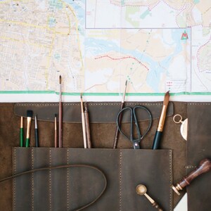 Leather Roll, Artist Roll, Leather Pencil Roll, Leather Pencil Case ...