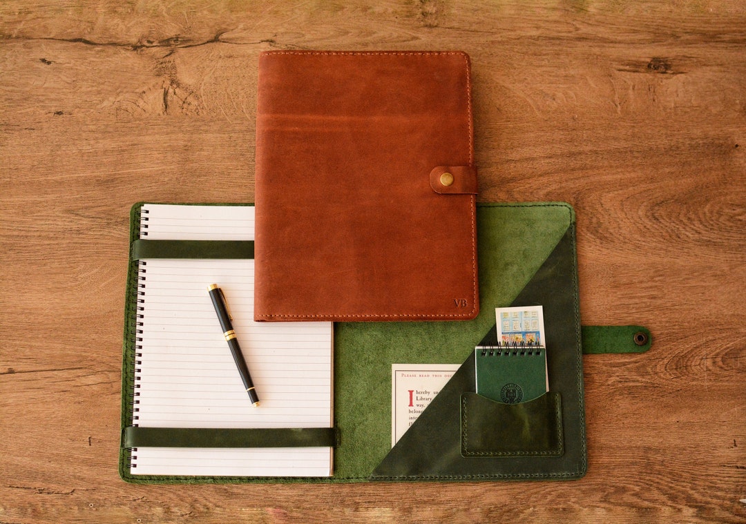 Left Handed Portfolio Personalized Leather Left Handed Notepad Folder ...
