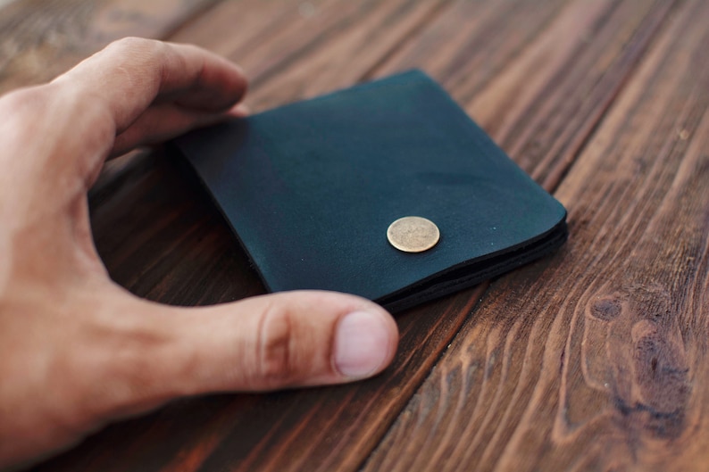 Small Snap Leather Wallet Credit card wallet Coin pouch | Etsy