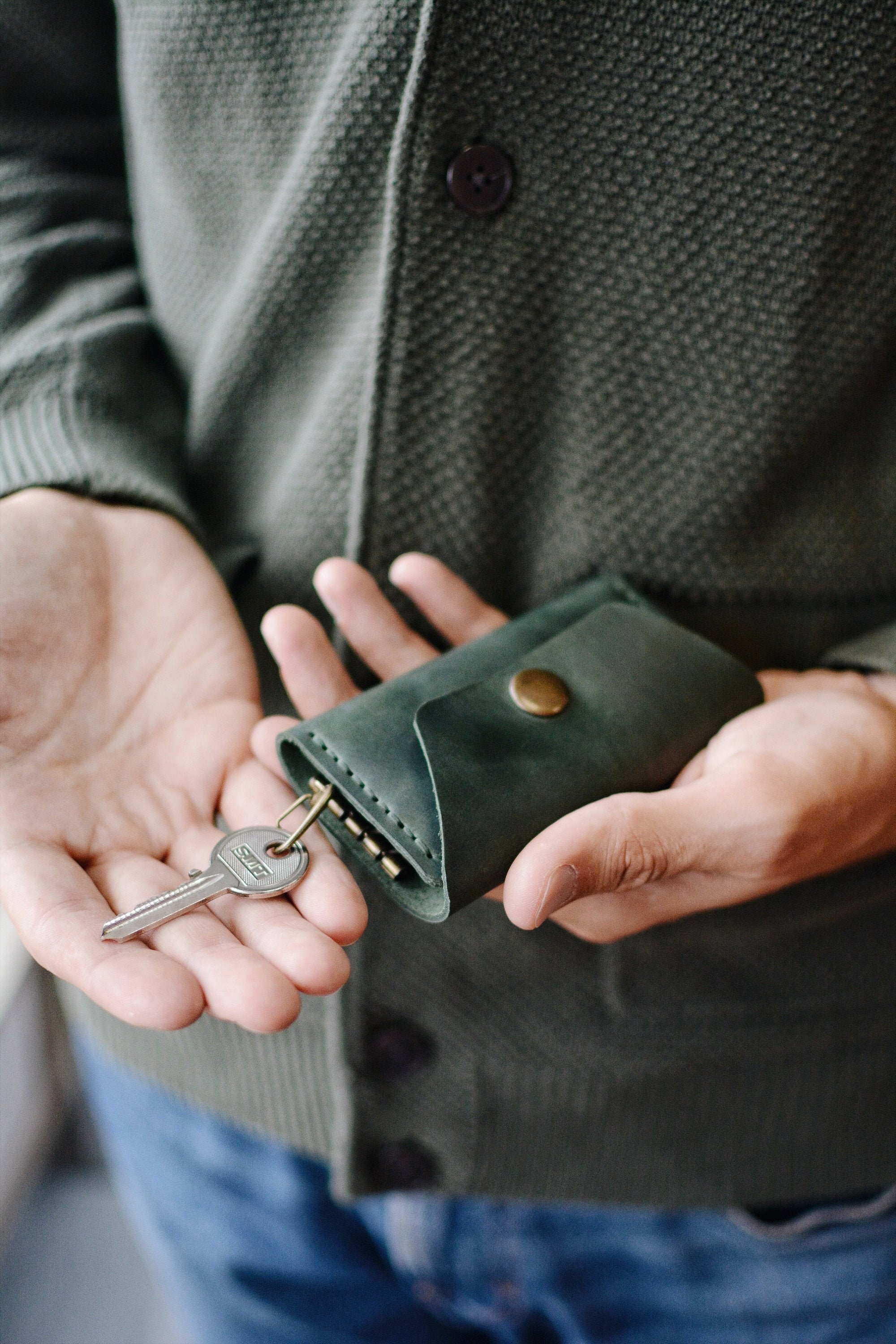 Leather Key Holder Leather Key Case Leather Key Pouch Key Case - Etsy