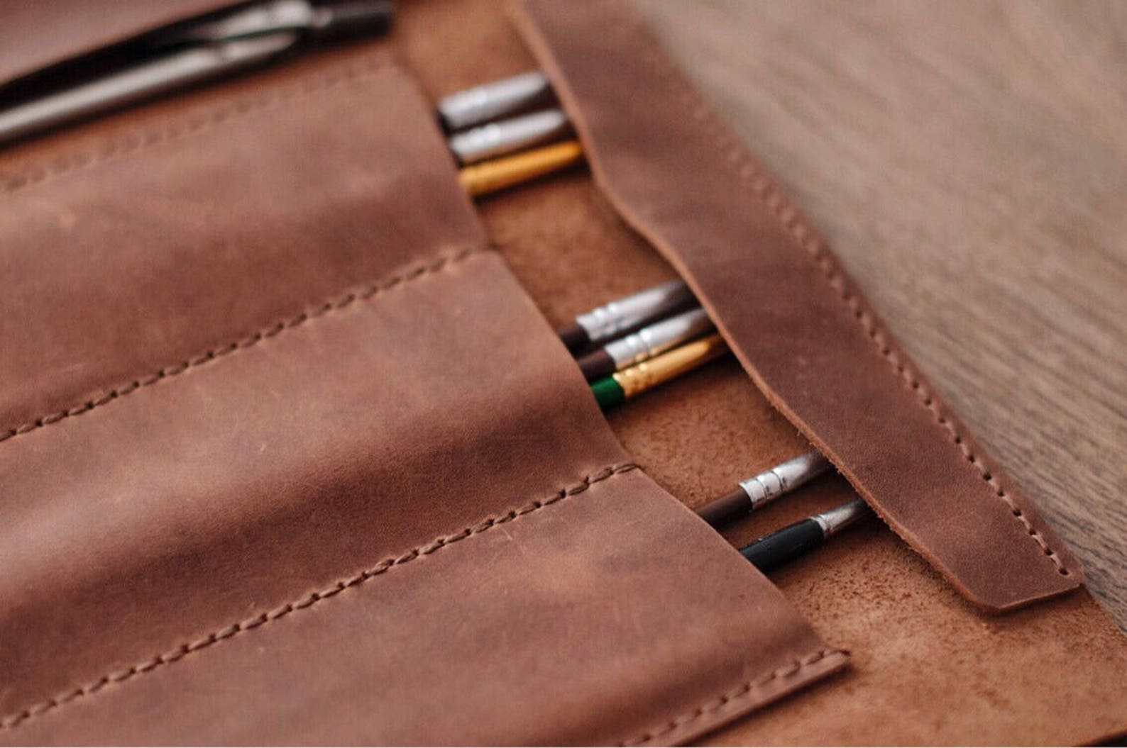 Leather Roll Artist Roll Leather Pencil Roll Leather Pencil - Etsy